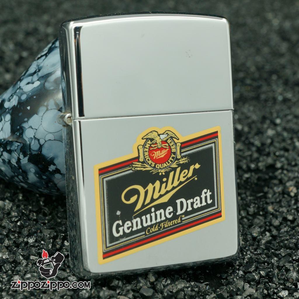 zippo cổ hãng bia miller - bạc bóng miller genuine draft 1998